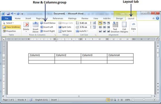 Word Rows Columns