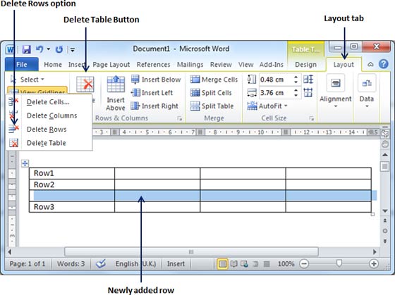 Comunist La Nou Scoate Delete Cell In Word Table mputernici Taxi nc lcare